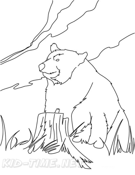 Grizzly Bear Coloring Book Page