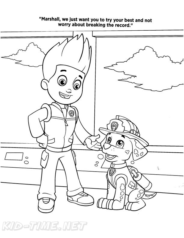 marshall from paw patrol coloring pages