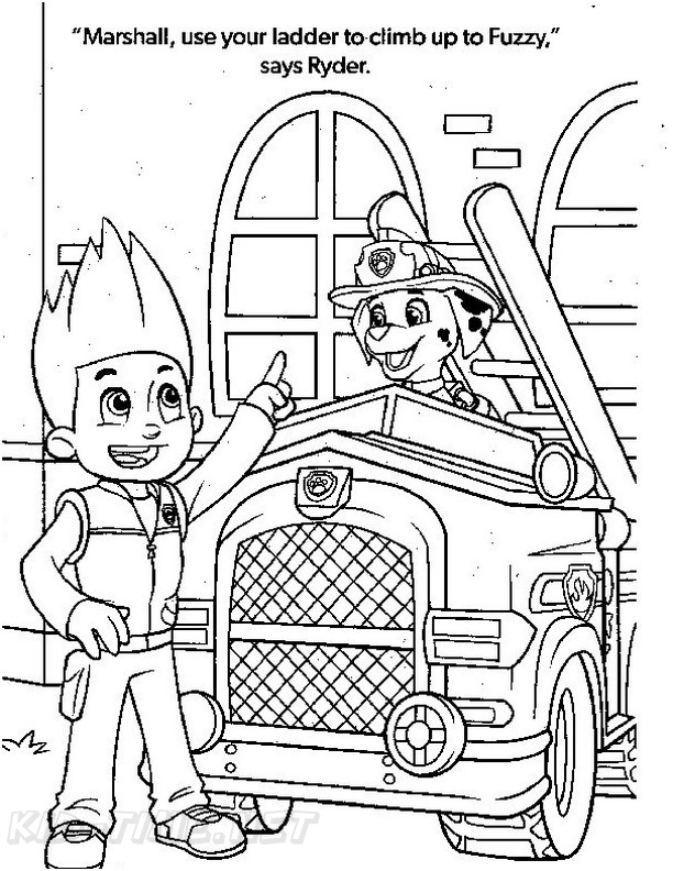 marshall from paw patrol coloring pages